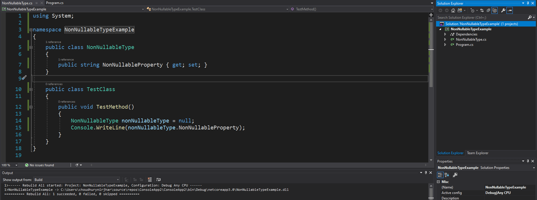 Nullable Output Net Core Central